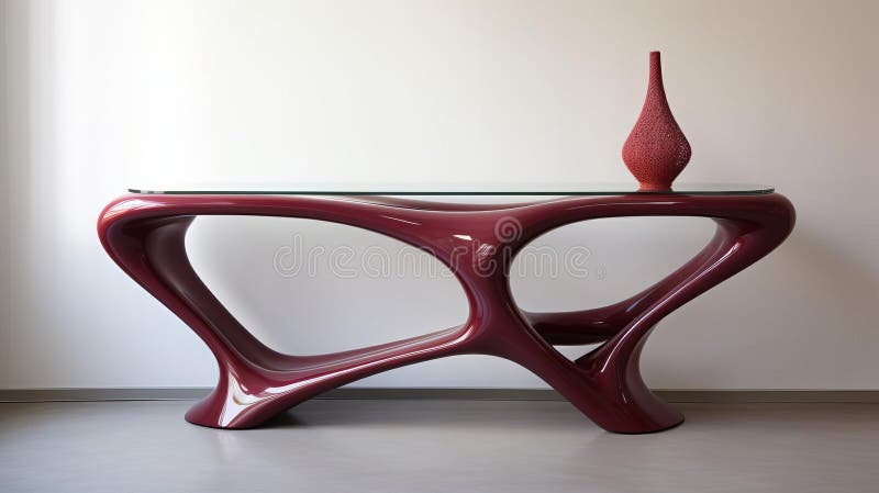 Luxurious Modern Maroon Console Table on White Surface Stock ...