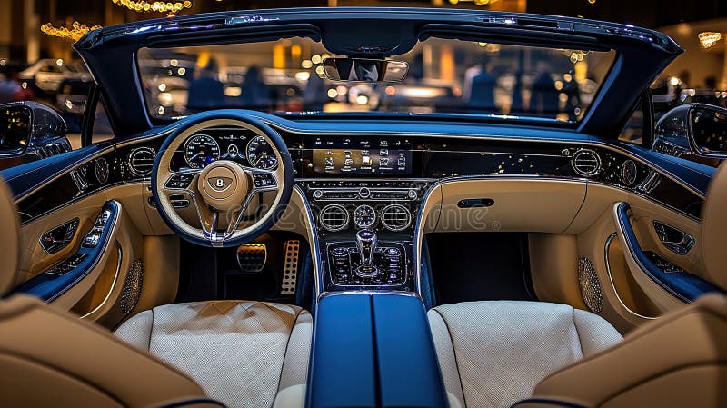 Luxurious Convertible Car Interior. High-end Dashboard, Premium Seats ...