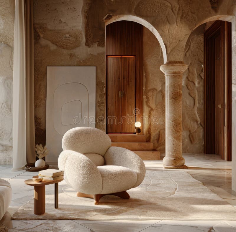 Luxurious and Cozy Armchair in Modern Rustic Interior with Textured ...