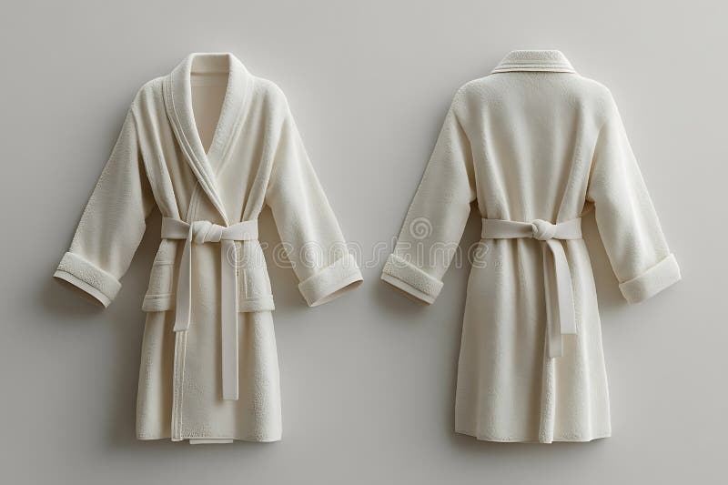 Luxurious Cream Bathrobe Mockup Front and Back View for Spa and Hotel ...