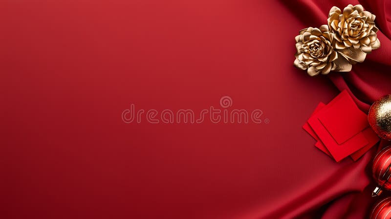 Luxurious Crimson Backdrop Accented with Gilded Floral Decorations ...