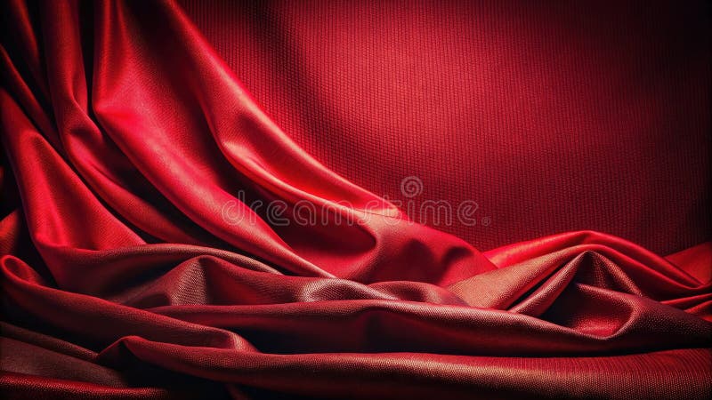 Luxurious Crimson Fabric Draped in Elegant Waves, a Rich Textured ...