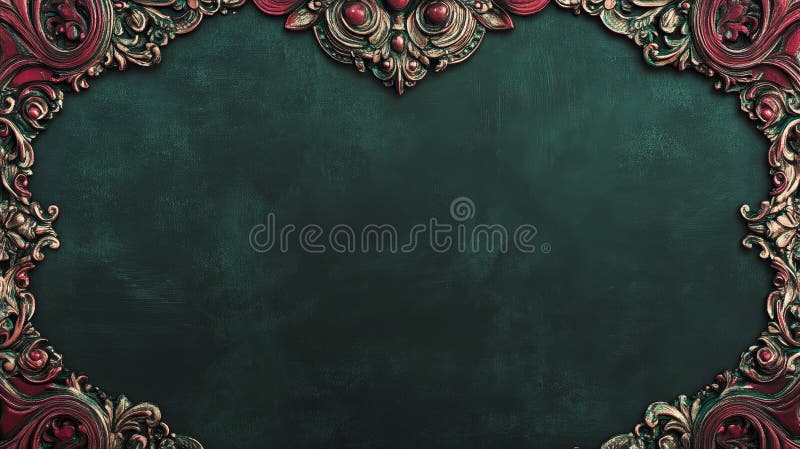 Luxurious Crimson and Jade Frame an Elegant Deep Background for Art ...