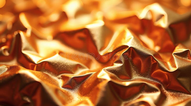 Luxurious Crumpled Copper Foil Texture with Warm Gold Tones Background ...