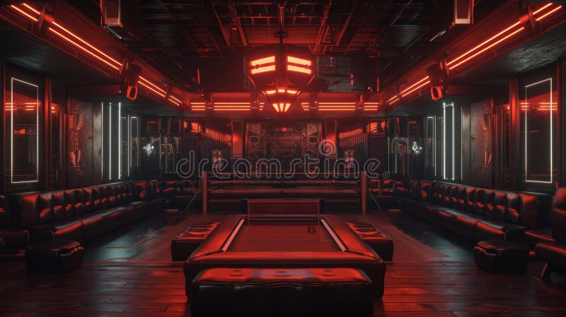 Luxurious Cyberpunk Speakeasy Featuring a Clandestine Boxing Ring in a ...