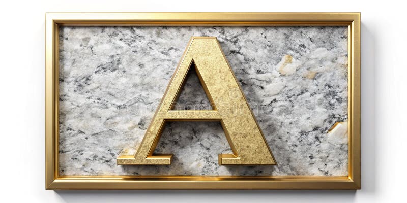 Luxurious 3D Rendered Granite Letter a with Gold Frame Elegant Design ...