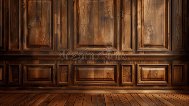Luxurious 3D Rendered Wood Paneling Wall Background with Copy Space in ...