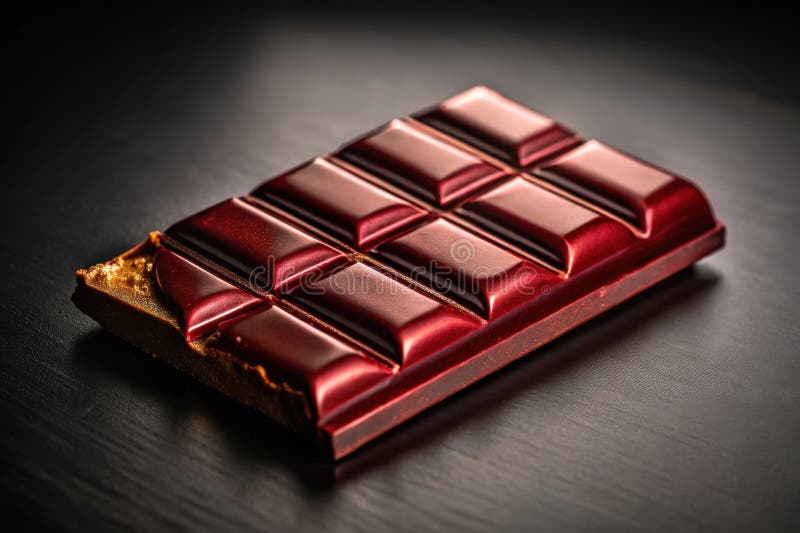 A Luxurious Dark Chocolate Bar with a Deep, Rich Red Glaze, Partially ...