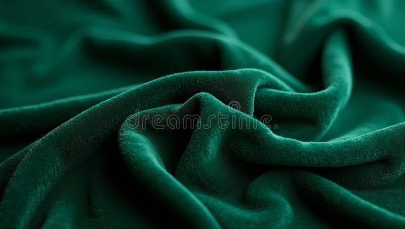 Luxurious Dark Forest Green Velvet Fabric with Rich Texture Stock ...