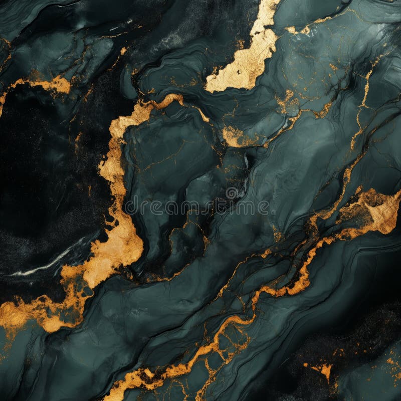 Luxurious Dark Green and Gold Marble Pattern with Fluid Texture Stock ...