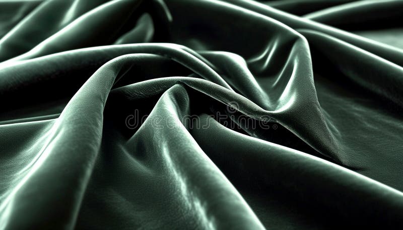 Luxurious Dark Green Satin Fabric Draped Elegantly for a High-end ...