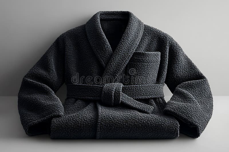 Luxurious Dark Grey Bathrobe, Soft Textured Fabric, Folded, Studio Shot ...