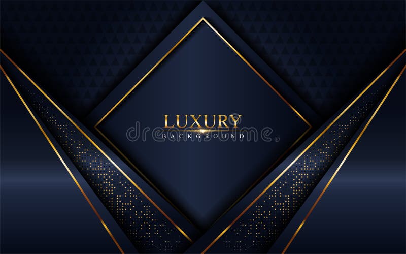 Luxurious Dark Navy Blue Background with Golden Lines. Elegant Modern ...