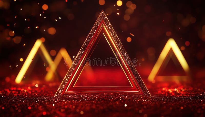 Luxurious Dark Red and Golden Triangle Design with Flame Effect Stock ...