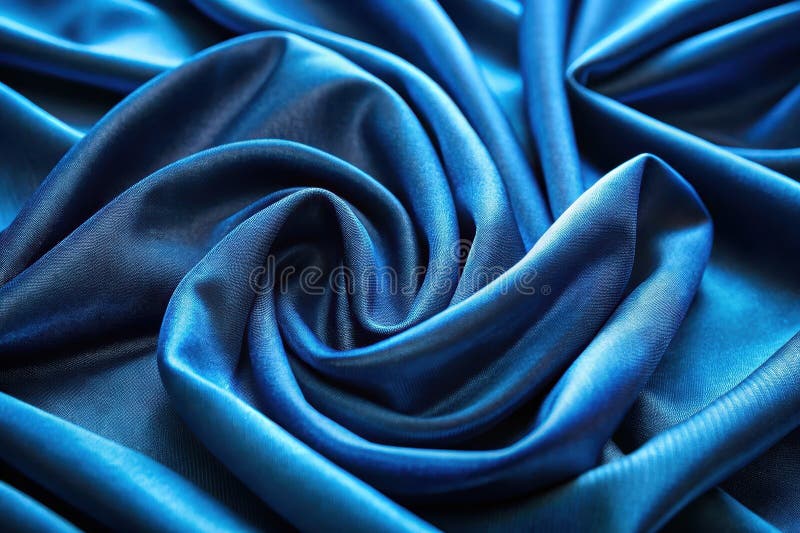 Luxurious Deep Blue Fabric Swirls in Elegant Drapes, Showing Rich ...