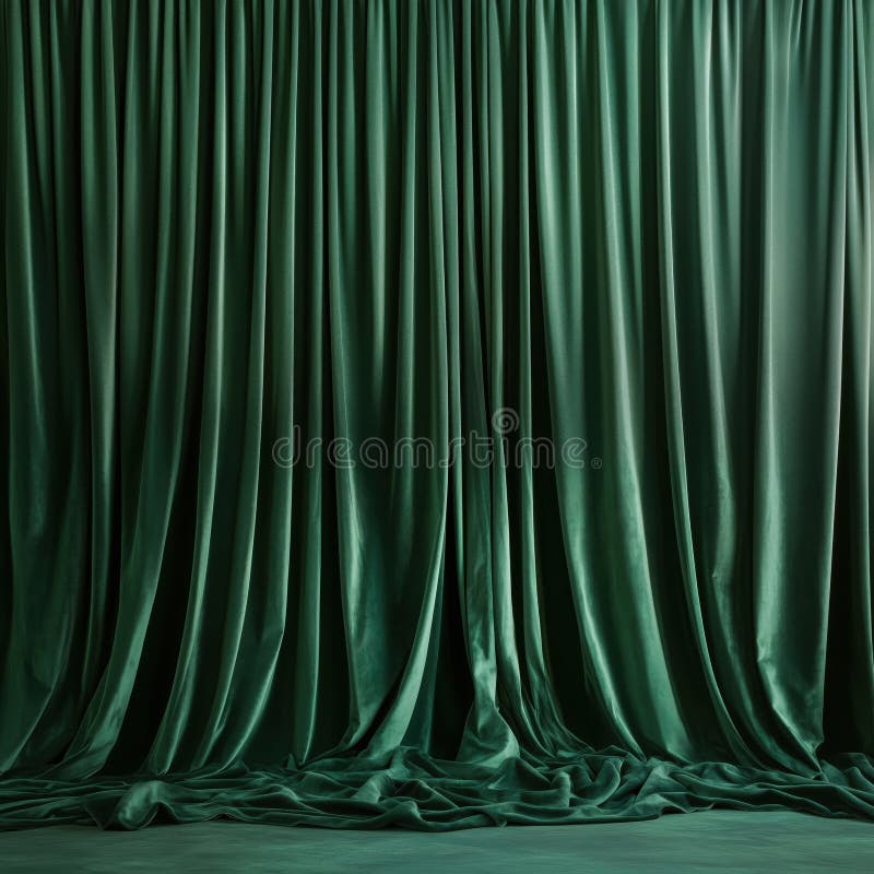 Luxurious Deep Green Velvet Curtains with Rich Texture and Elegant ...