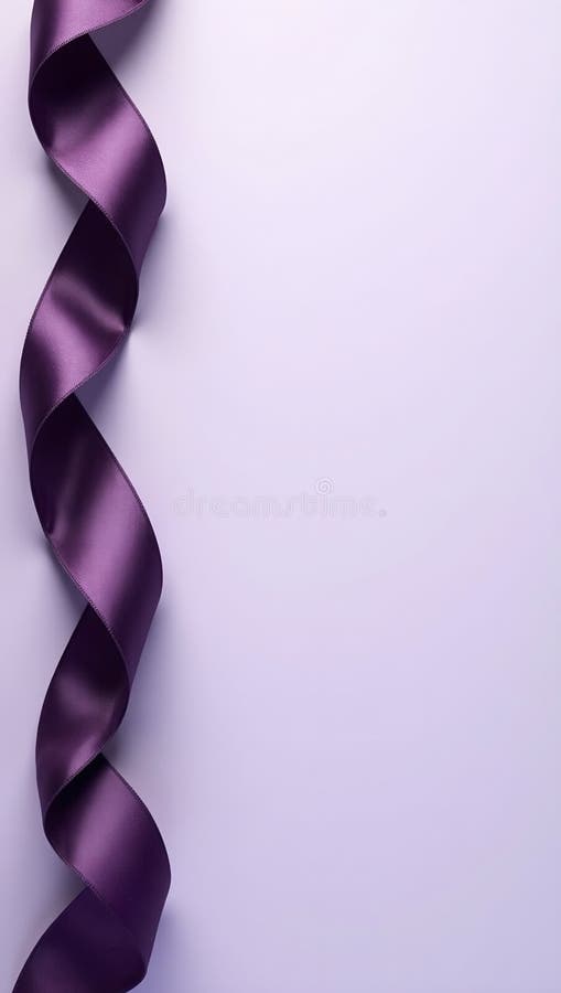 Luxurious Deep Purple Ribbon on Pale Lavender Background Stock ...