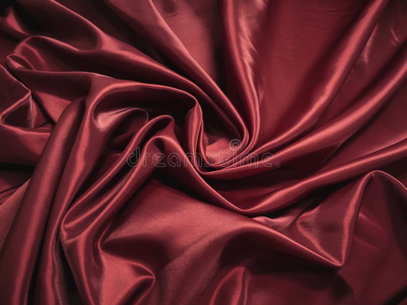 Luxurious Deep Red Satin Fabric Draped Elegant Smooth Texture ...