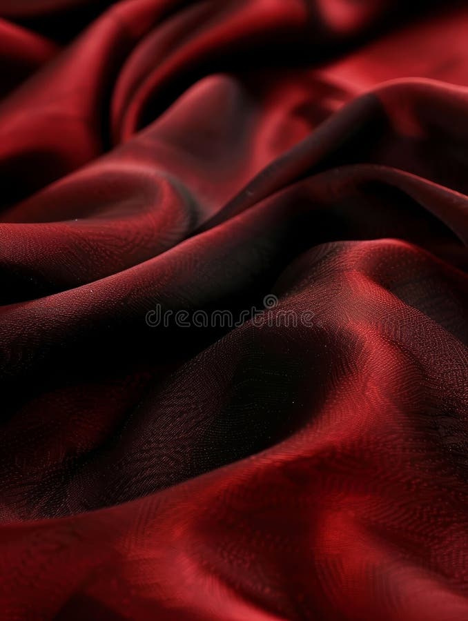 Luxurious Deep Red Satin Silk Fabric, Elegantly Draped with Soft ...