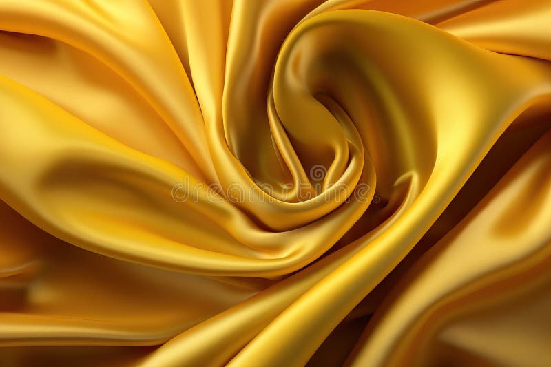 Luxurious Deep Yellow Fabric with Folds and Ripples AI Generated Stock ...