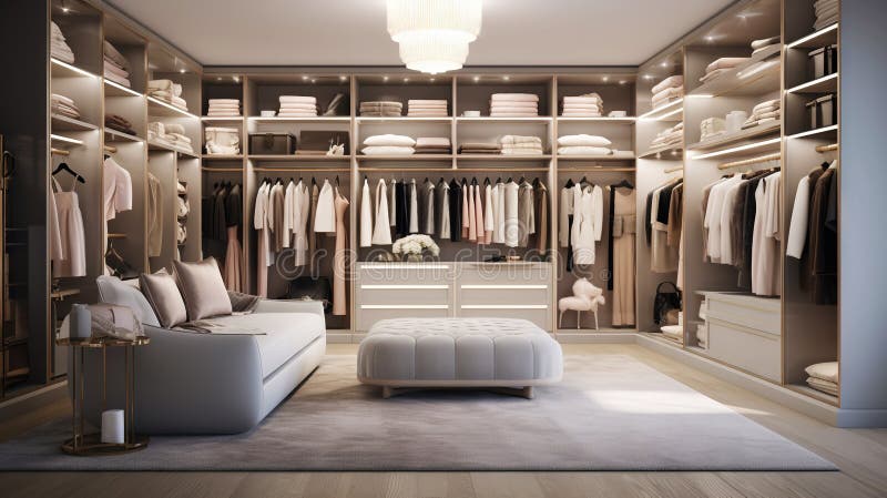 Luxurious Design of a Dressing Room in a Huge House. Generative AI ...