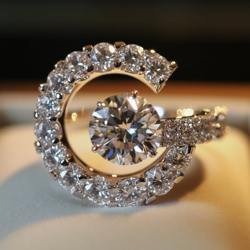 Luxurious Diamond-encrusted Ring with Elegant Circular Design Stock ...