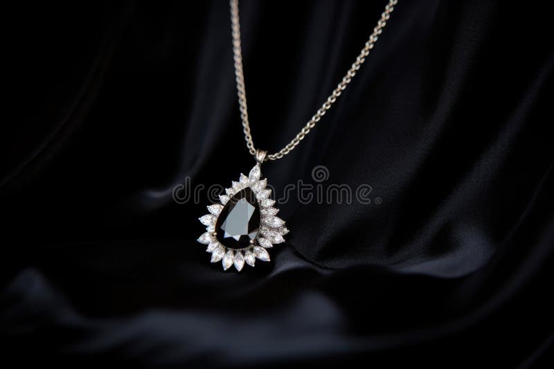 Luxurious Diamond Pendant on a Black Velvet Cushion Stock Image - Image ...