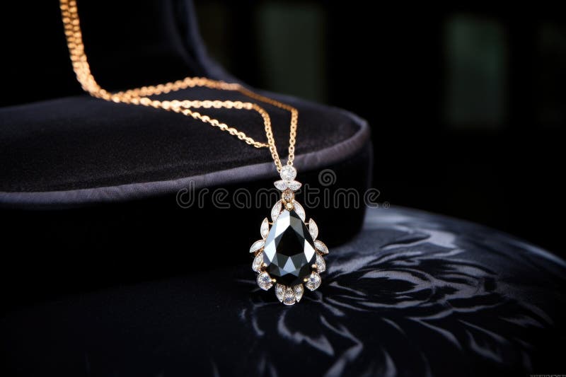 Luxurious Diamond Pendant on a Black Velvet Cushion Stock Image - Image ...