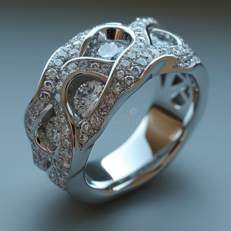 Luxurious Diamond Ring with Abstract Design Displays Exquisite ...