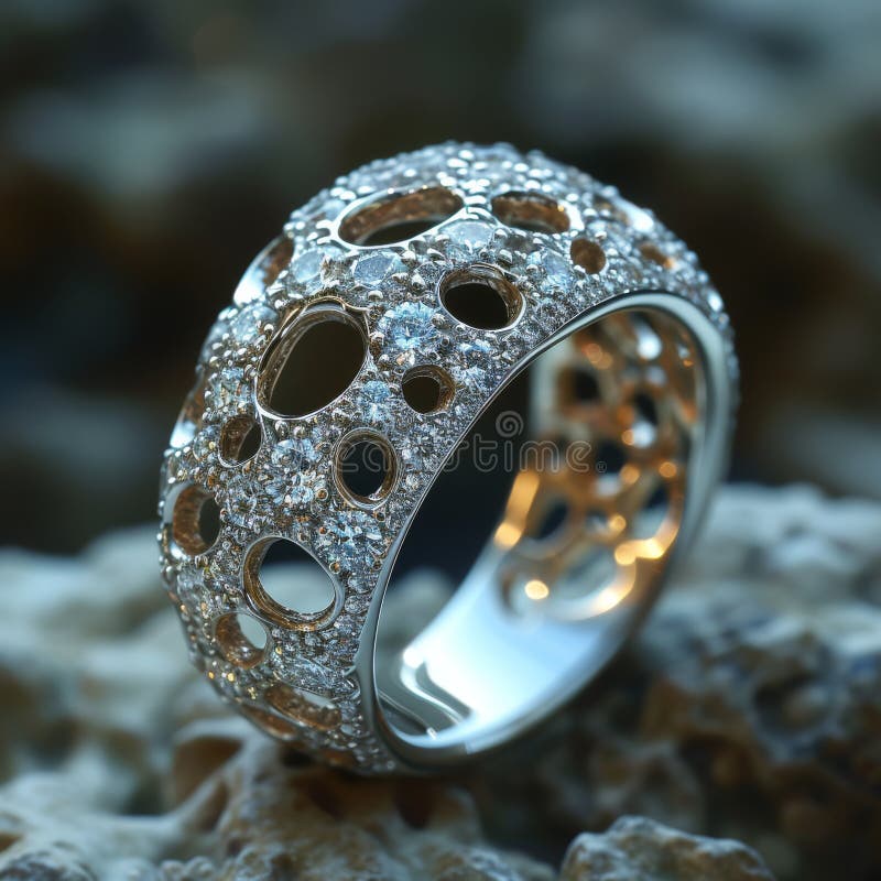 Luxurious Diamond Ring with Abstract Design Displays Exquisite ...
