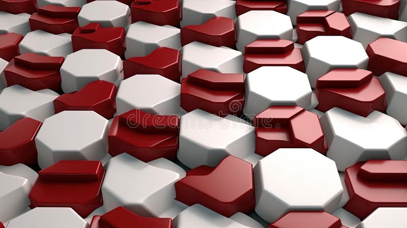 Luxurious Digital Geometric Technology Red and White Hexagon Background ...