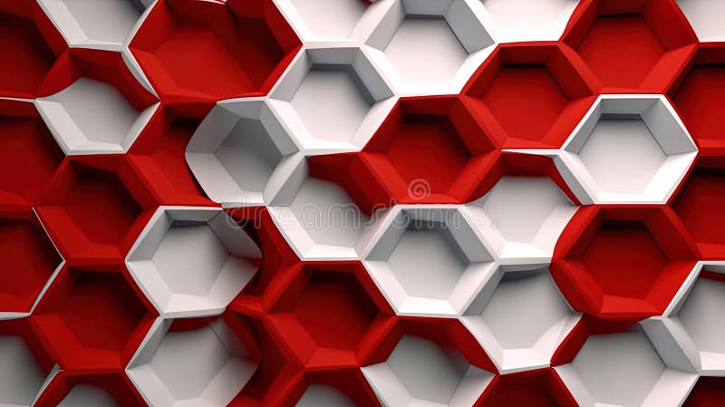 Luxurious Digital Geometric Technology Red and White Hexagon Background ...