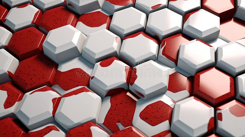 Luxurious Digital Geometric Technology Red and White Hexagon Background ...