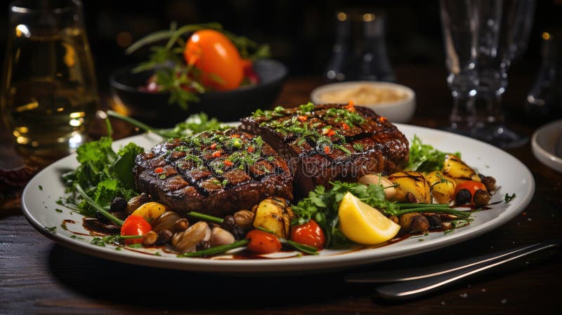 A Luxurious Dining Experience in a Fancy Restaurant on Blurry ...