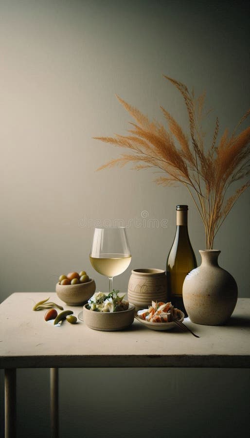 Luxurious Dining Table with Muted Green Ceramic Tableware, Neutral ...