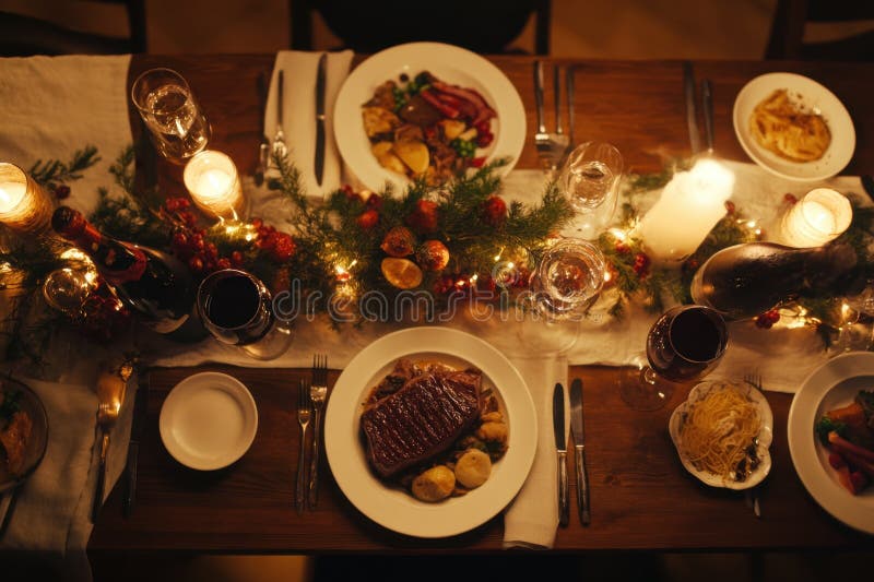 A Luxurious Dinner Setting Typically Features a Multi-course Meal with ...