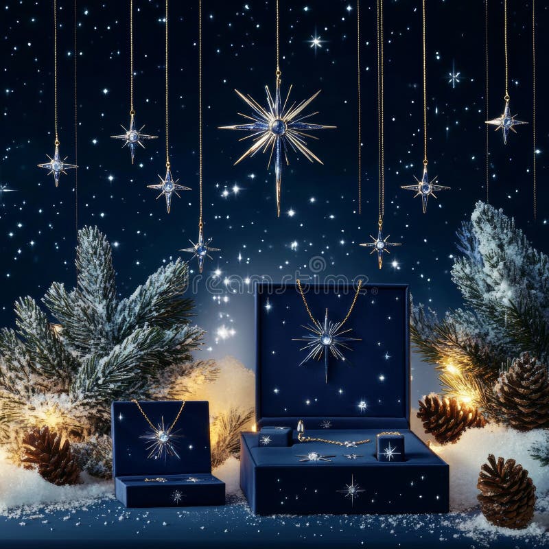 A Luxurious Display Box Showcases an Elegant Star-shaped Jewelry Set ...