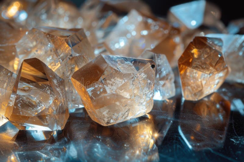 Luxurious Display of Rare Earth Mineral Crystals with Soft Reflections ...