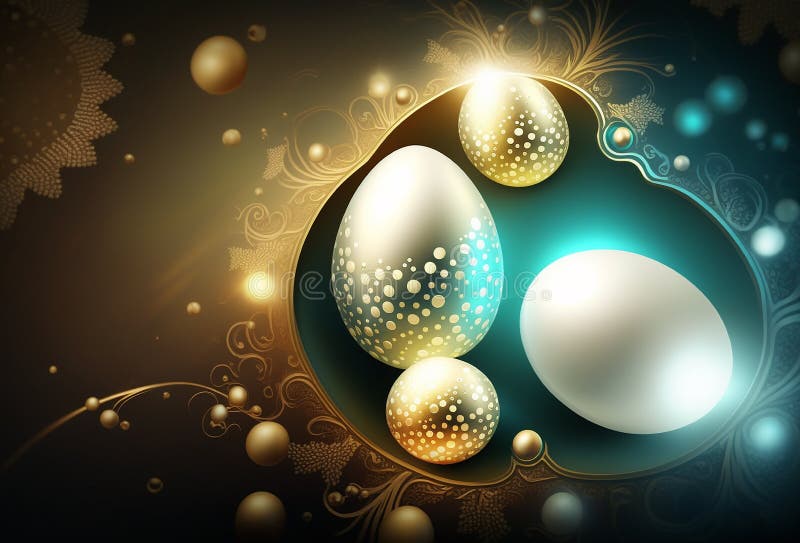 Luxurious Easter Background in White, Blue, Golden and Dark Tones, Soft ...