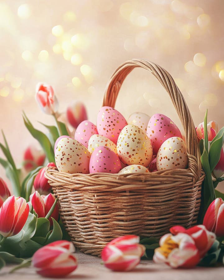 Luxurious Easter Scene with Watercolor Effect in Hyperrealism Stock ...