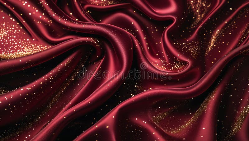 Elegant Close-Up of Luxurious Deep Red Fabric with Flowing Texture ...