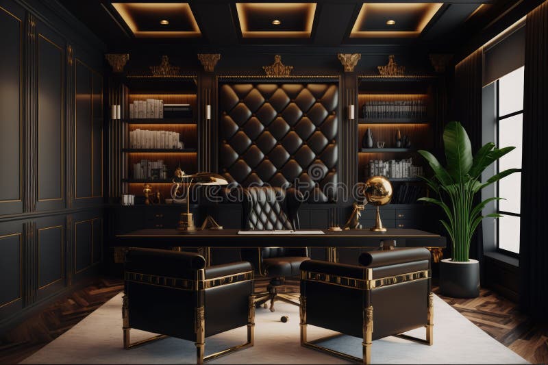 Luxurious and Elegant Modern Office Stock Illustration - Illustration ...