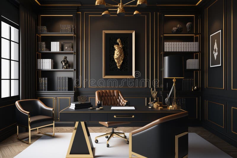 Luxurious and Elegant Modern Office Stock Illustration - Illustration ...