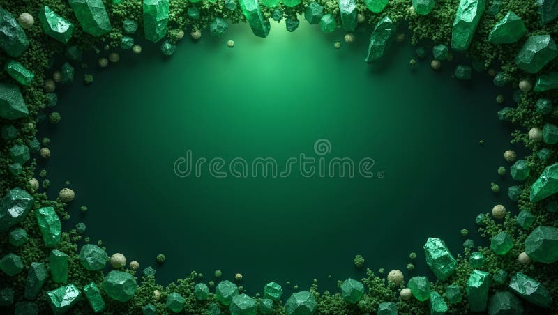 Luxurious Emerald Crystal Border on Deep Green Background Stock ...