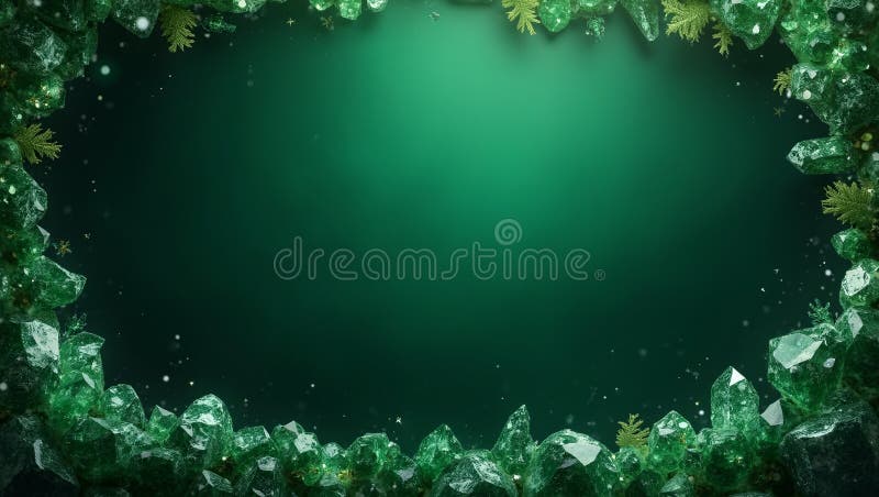 Luxurious Emerald Crystal Border on Deep Green Background Stock ...