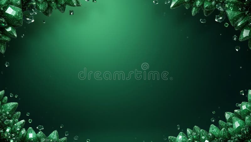 Luxurious Emerald Crystal Border on Deep Green Background Stock ...