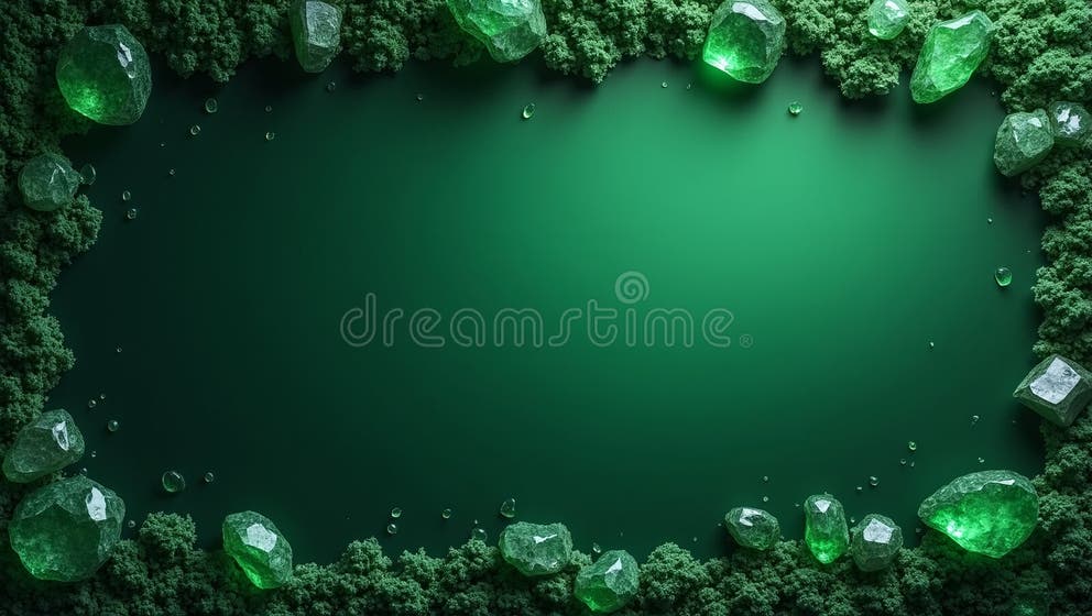 Luxurious Emerald Crystal Border on Deep Green Background Stock ...