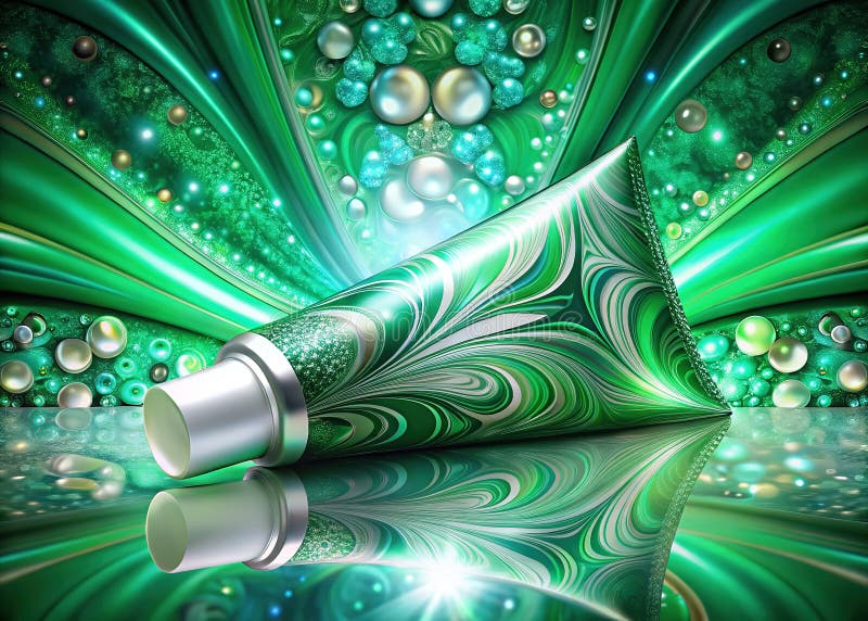 Luxurious Emerald Green Toothpaste Tube with Mirrored Wave Pattern a ...