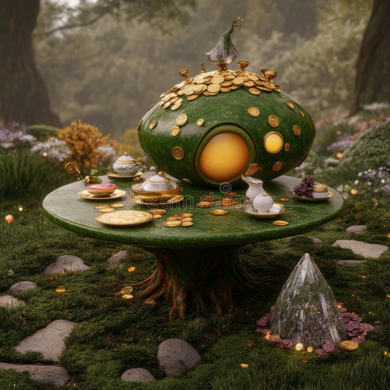 The Luxurious Emerald House Model Rests on a Base Made of Gemstones and ...