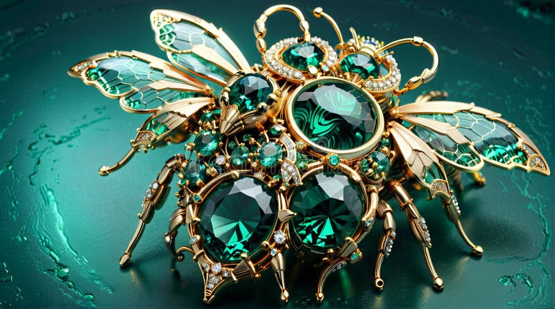 Luxurious Emerald Mechanical Bee Stock Image - Image of emerald, luxury ...